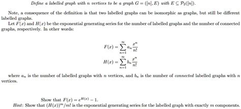 Solved Define Labelled Graph With N Vertices To Be Graph G N E