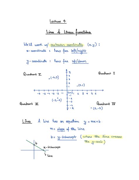 L4 Notes Linear Lecture 4 Lines 4 Linear Functions Well Work W