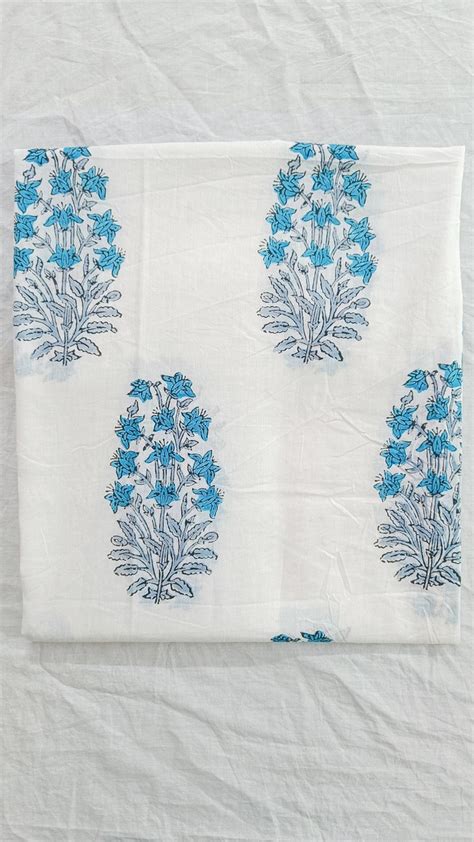 Indian Floral Cotton Block Print Fabric By The Yard Hand Block Print