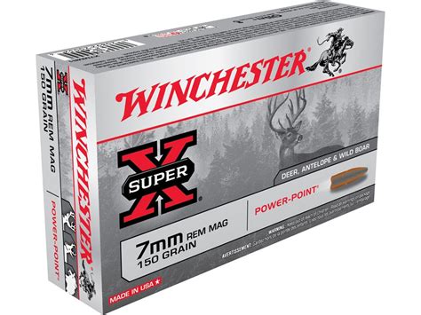 Winchester Super X Ammunition 7mm Remington Magnum 150 Grain Power Poi