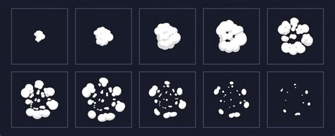 Premium Vector | Smoke explosion animation. cartoon explosion animated shot, explode clouds ...
