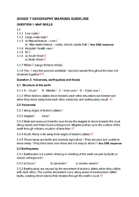 Grade 7 Geography Marking Guideline Grade 7 Geography Marking