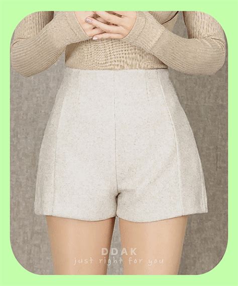 【고퀄도톰데일리】 옆지퍼 하이웨스트 겨울 숏팬츠 울 모직 반바지 에이블리