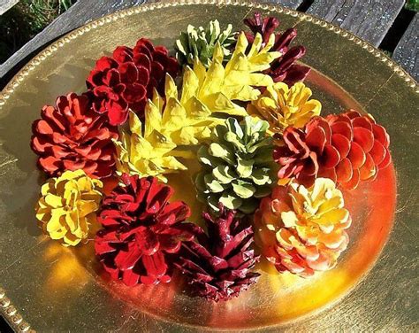 Fall Pine Cone Flowers One Dozen Original On 12 Inch Stems Thanksgiving Decor High Quality