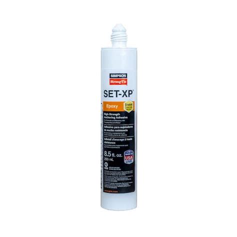 Simpson Strong Tie Set Xp 8 5 Oz High Strength Epoxy Adhesive Cartridge With 1 Nozzle And