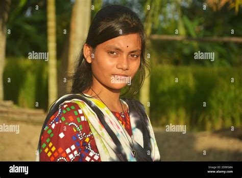 Close Up Of An Indian Bengali Teenage Girl With Long Dark Hairs Wearing