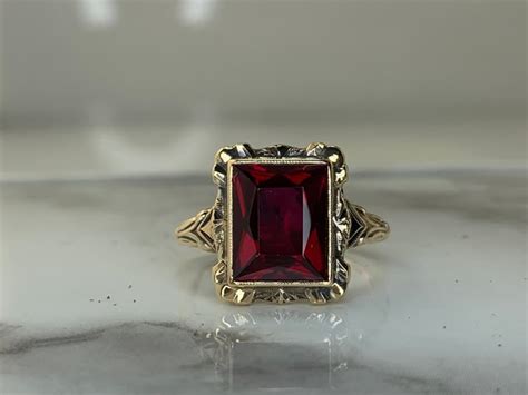 Estate 10kt Synthetic Ruby Ring Etsy In 2025 Ruby Jewelry Ring