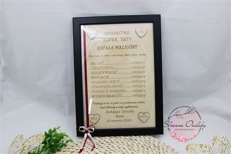 Prezent Na Dzień Taty Świadectwo Śliczne Ozdoby