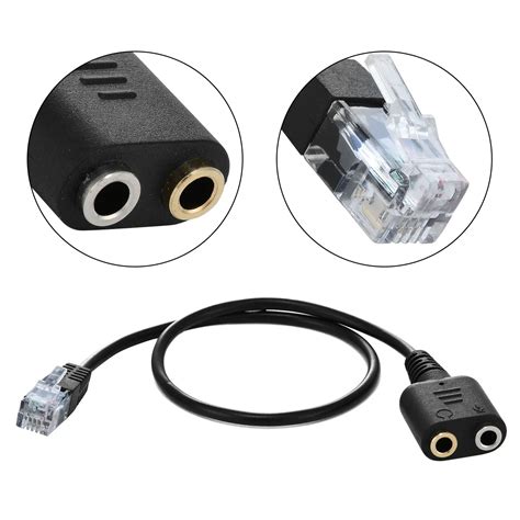 1pc 30cm Pro Headset Telephone Cable Dual 35mm To Rj9 Jack Adapter