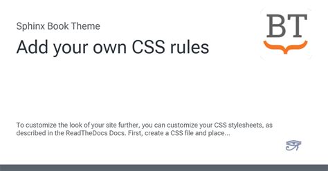 Add Your Own Css Rules — Sphinx Book Theme