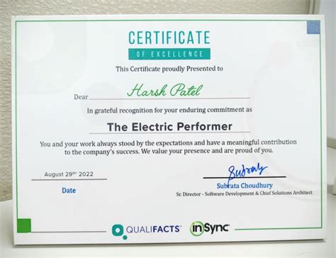 Harsh Patel Hp On Linkedin Insync Qualifacts Appreciation