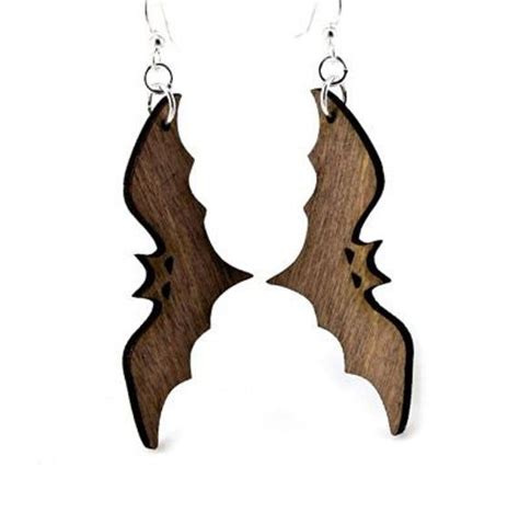 Bat Earrings Halloween Cut From Sustainable Reforested Wood Etsy