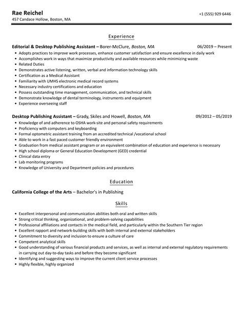 Publishing Assistant Resume Samples Velvet Jobs