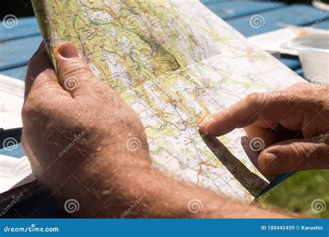 A Man Pointing To A Map Stock Image Image Of Family