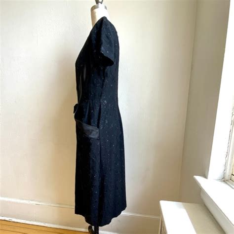 Sz L 1960s Cocktail Dress Lbd Gem