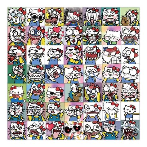 Hello Kitty Meme Divertida 50 Calcomanías Stickers Vs Agua Mercadolibre
