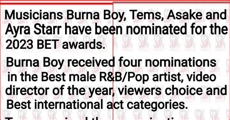 Stella Dimoko Korkus Nigerian Musicians Nomnated For Bet Awards