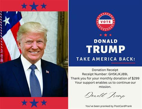Donald Trump Prank Postcard Printable File 2024 Election Digital