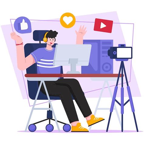 Creador de contenido ilustración contenido de reacción Vector Premium
