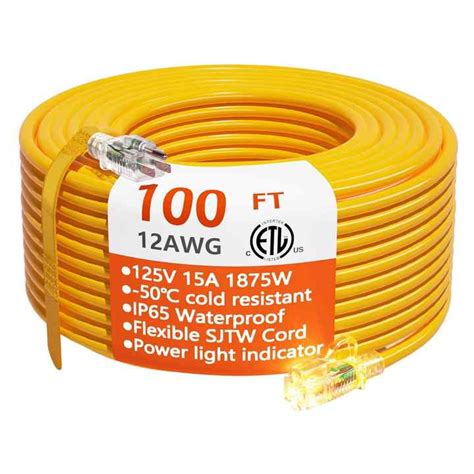 Ft Gauge Heavy Duty Extension Cord Lighted SJTW Indoor Outdoor Extension Cord