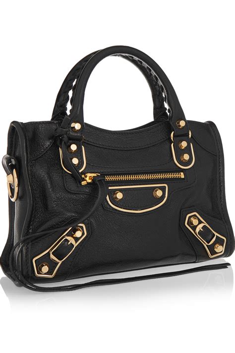 Balenciaga Classic Metallic Edge City Mini Textured Leather Shoulder