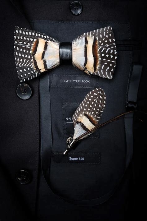 Cravate RBOCOTT ensemble de nœuds papillon et de broches plumes fait à la main accessoires pour