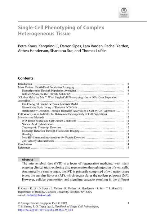 Pdf Single Cell Phenotyping Of Complex Heterogeneous Tissue