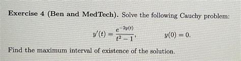 Solved Exercise Solve The Following Cauchy Problem Find Chegg