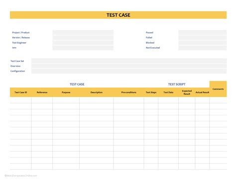 Free Test Case Templates Word And Excel