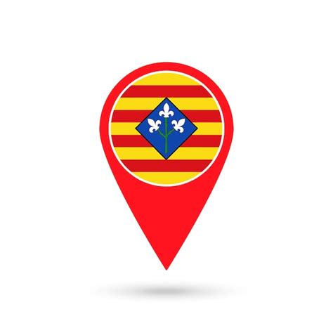 스페인 벡터 일러스트 레이 션의 Lleida 플래그 지방 지도 포인터 프리미엄 벡터