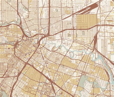 Houston Texas Vintage Map Houston Map Print Texas Map Map Etsy