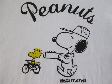 木梨サイクル Peanuts コラボ ウッドストック スヌーピー Tシャツ S 白 Kinashi Cycle ピーナッツ 自転車