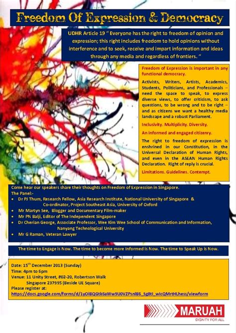 Freedom Of Expression And Democracy Panel Discussion Maruah Singapore