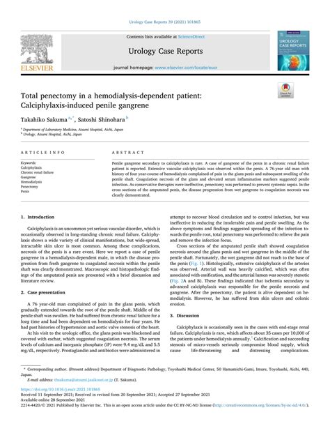 Pdf Total Penectomy In A Hemodialysis Dependent Patient