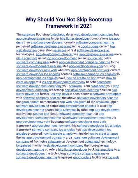 why should you not skip bootstrap framework in 2021 1 pdf