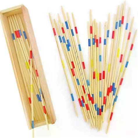 1 Set Traditional Mikado Spiel Pick Up Sticks With Box Multiplayer Game