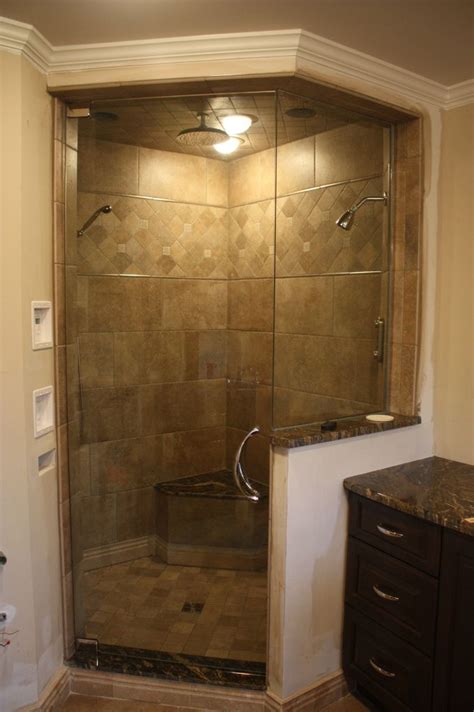 Walk In Shower No Door Travertine And Pebble Tile Bathroom Remodel