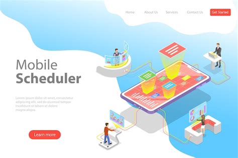 Premium Vector | Flat isometric vector landing page template of mobile ...