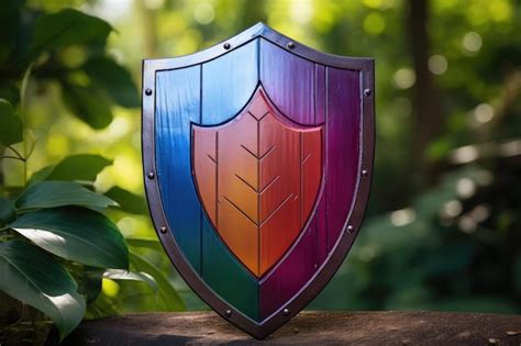 Premium Ai Image A Colorful Shield With A Leaf On It