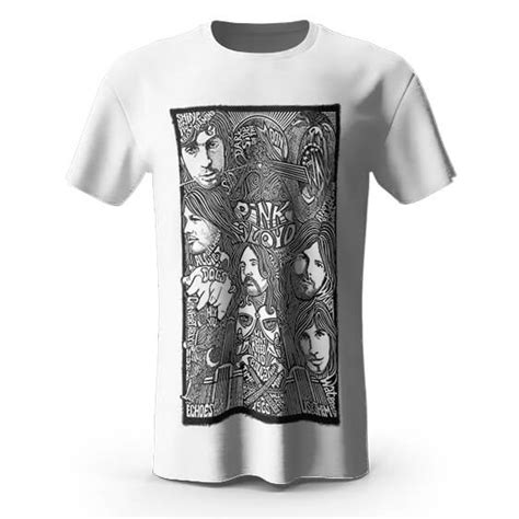 Pink Floyd Members Doodle Art White T Shirt