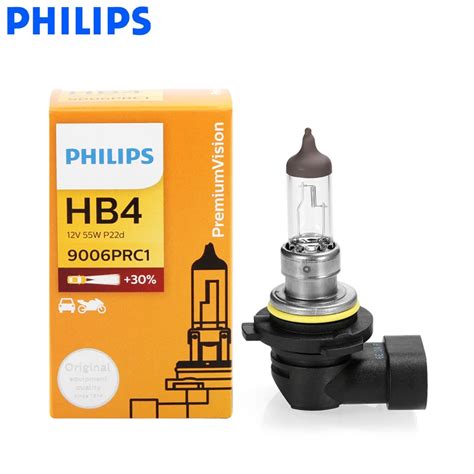 Philips bombilla halógena HB4 9006, 12V, 55W, P22d Premium Vision ...