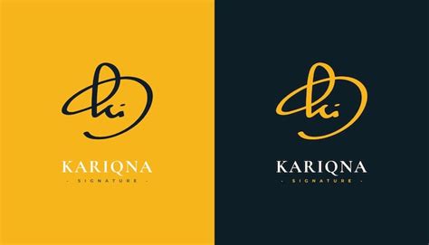 Начальный дизайн логотипа Ki Signature с золотым почерком логотип или