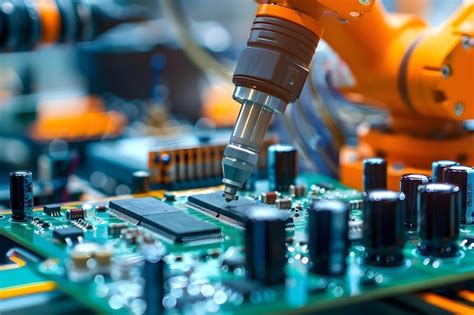premium photo optimizing quality control in electronics factory using