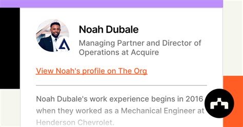 Noah Dubale Managing Partner And Director Of Operations At Acquire