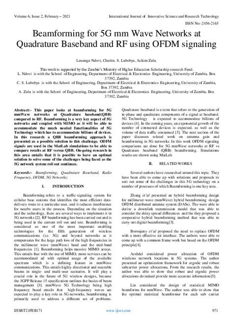 Pdf Beamforming For 5g Mm Wave Networks At Quadrature Baseband And Rf