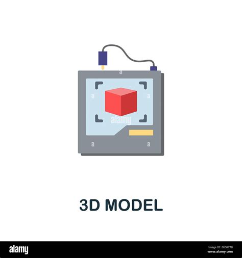 3D Model Flat Icon Colored Sign From Machine Learning Collection