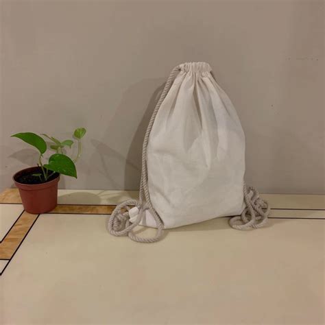 Pc Canvas String Bag Plain Design Back Pack Katsa Bag Portable Drawstring Bag Stringbag