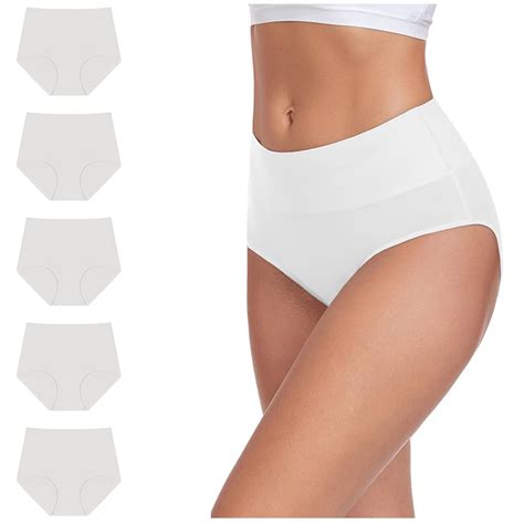 Plus Size High Waisted Seamless Cotton Underwear For Women 5 Pack