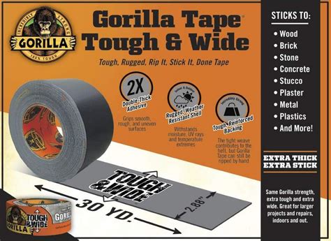 Тейп Gorilla Tape 1.88x 30yd (Черный) купить в Москве | Интернет ...