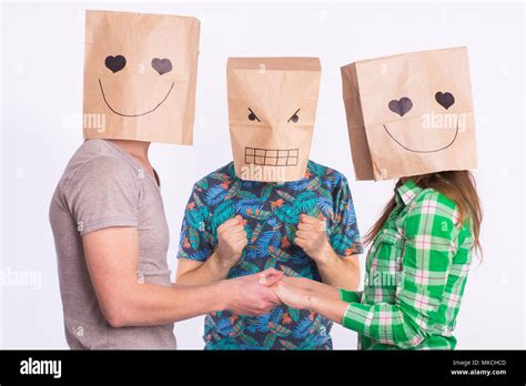 Love Triangle Jealousy And Unrequited Love Concept Woman And Man